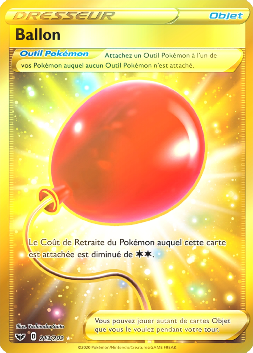 Carte Pokémon Ballon 213/202 Gold Épée et Bouclier (JCC)