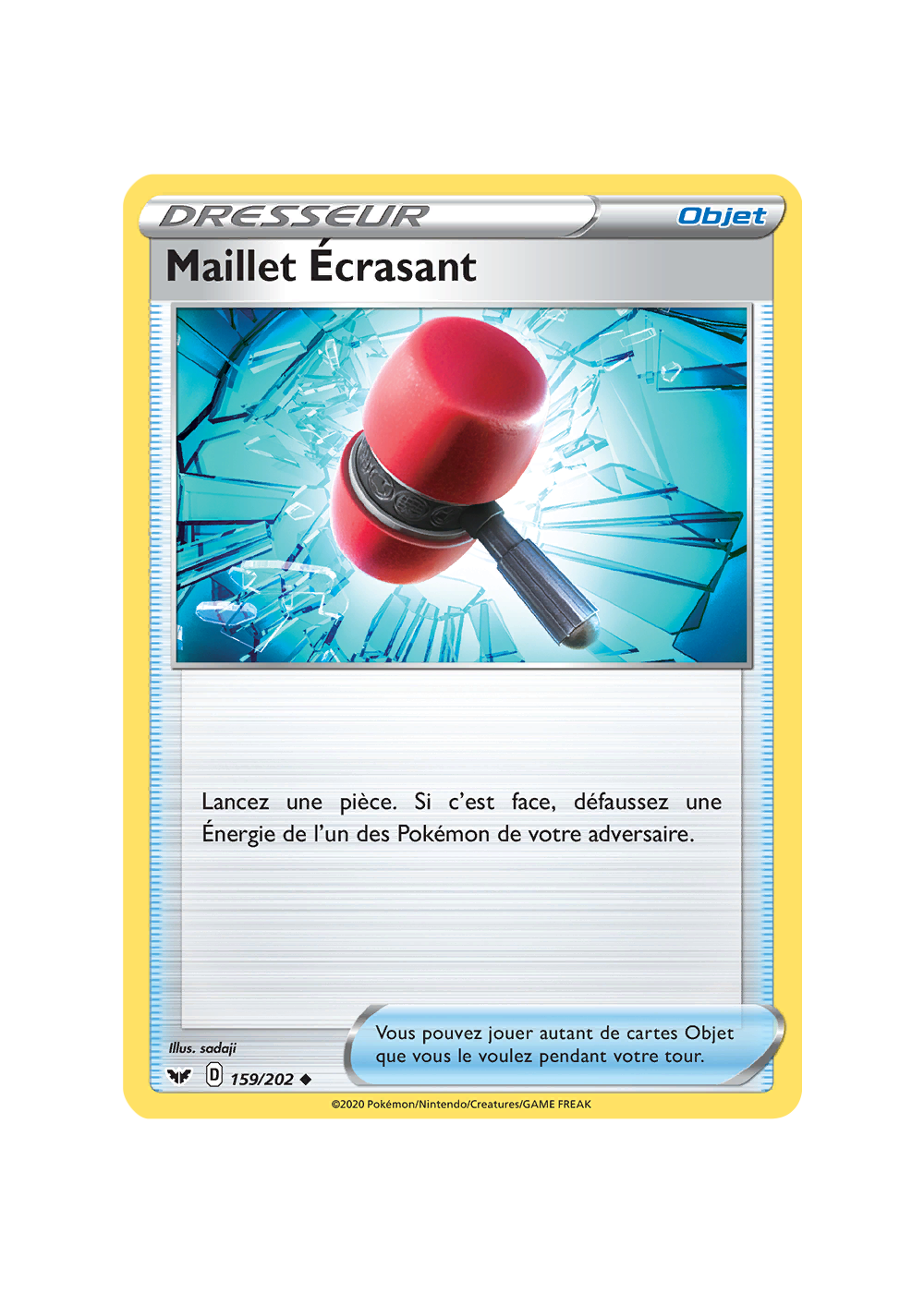 Carte Pokémon Maillet Écrasant 159/202 Peu commune Épée et Bouclier (JCC)