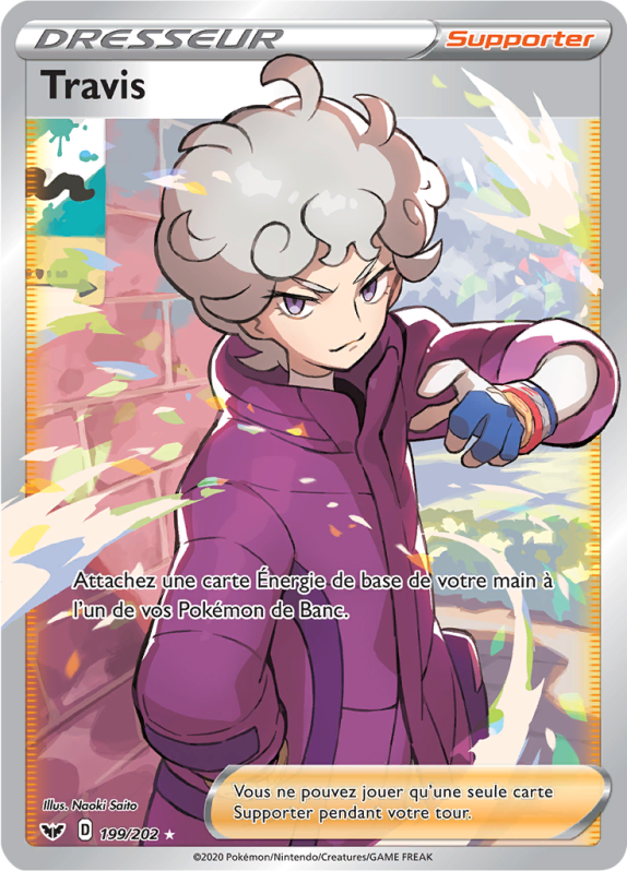 Carte Pokémon Travis 199/202 Ultra Rare Épée et Bouclier (JCC)