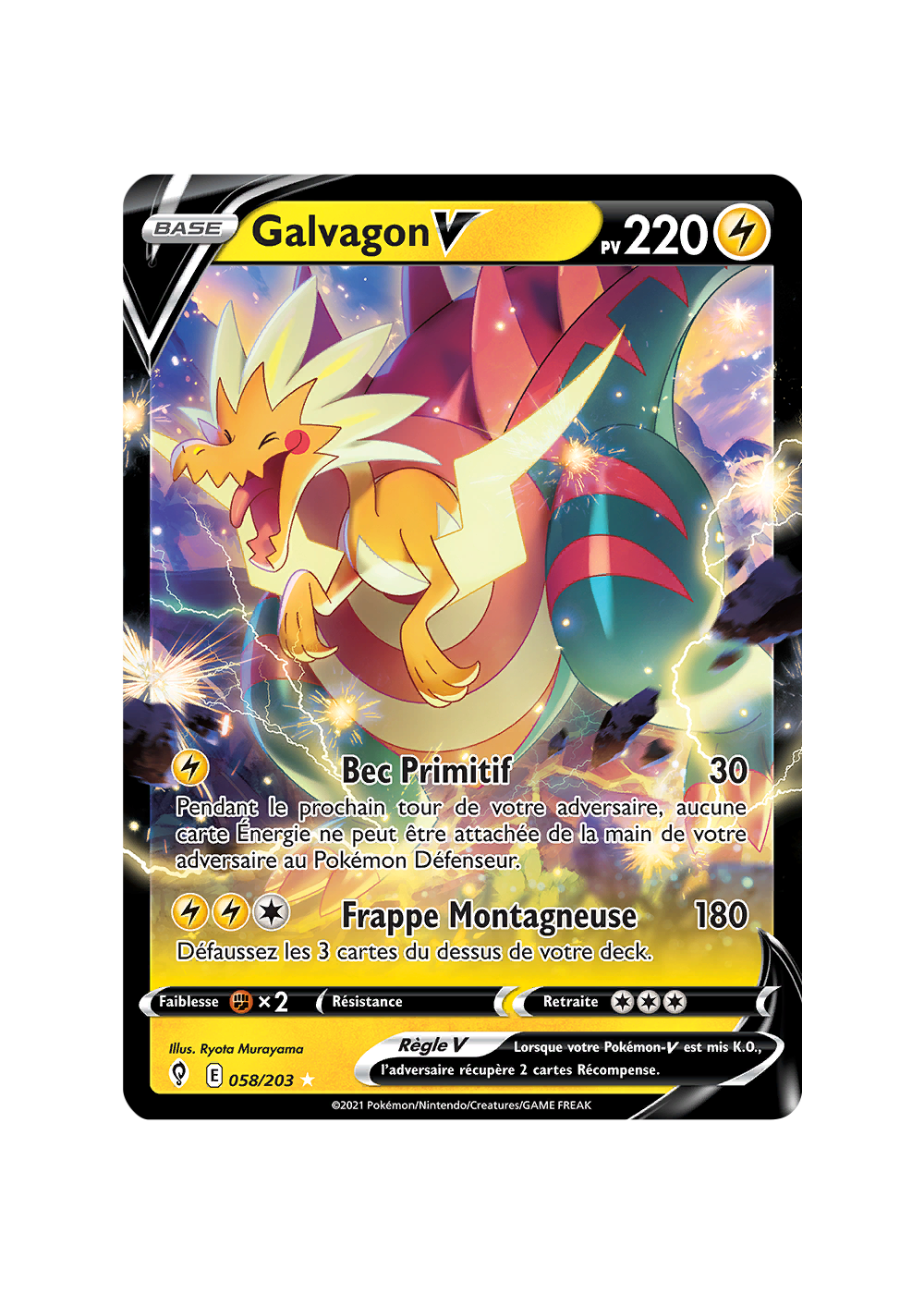 Carte Pokémon Galvagon-V 058/203 Ultra Rare Évolution Céleste
