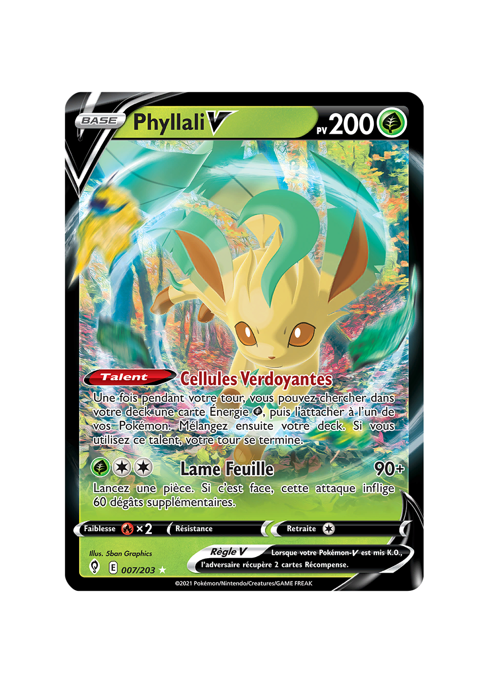Carte Pokémon Phyllali-V 007/203 Ultra Rare Évolution Céleste