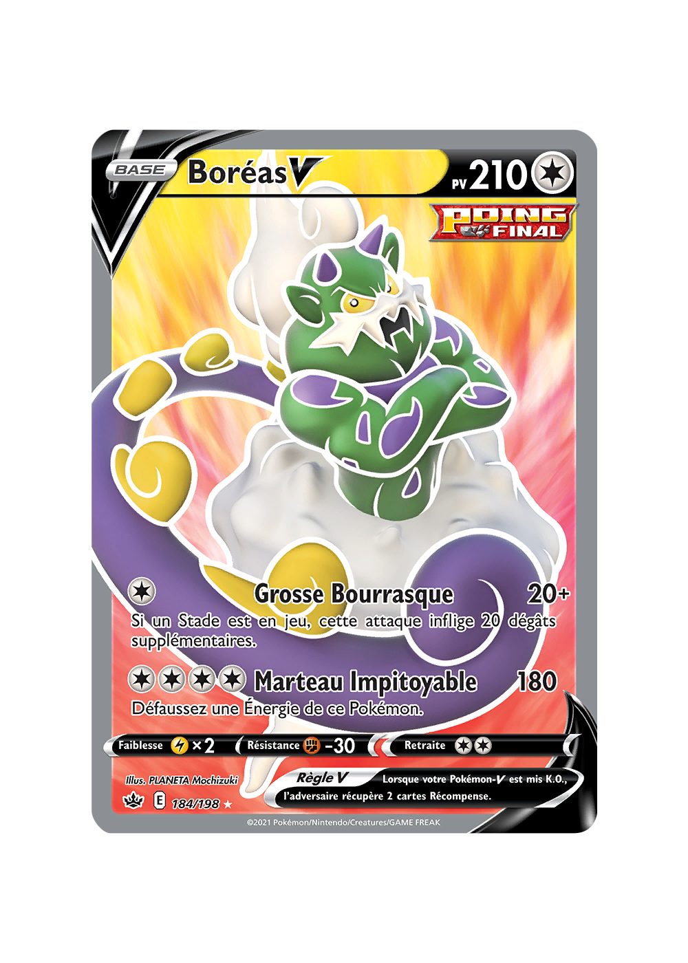 Carte Pokémon Boréas-V 184/198 Ultra Rare Règne de Glace