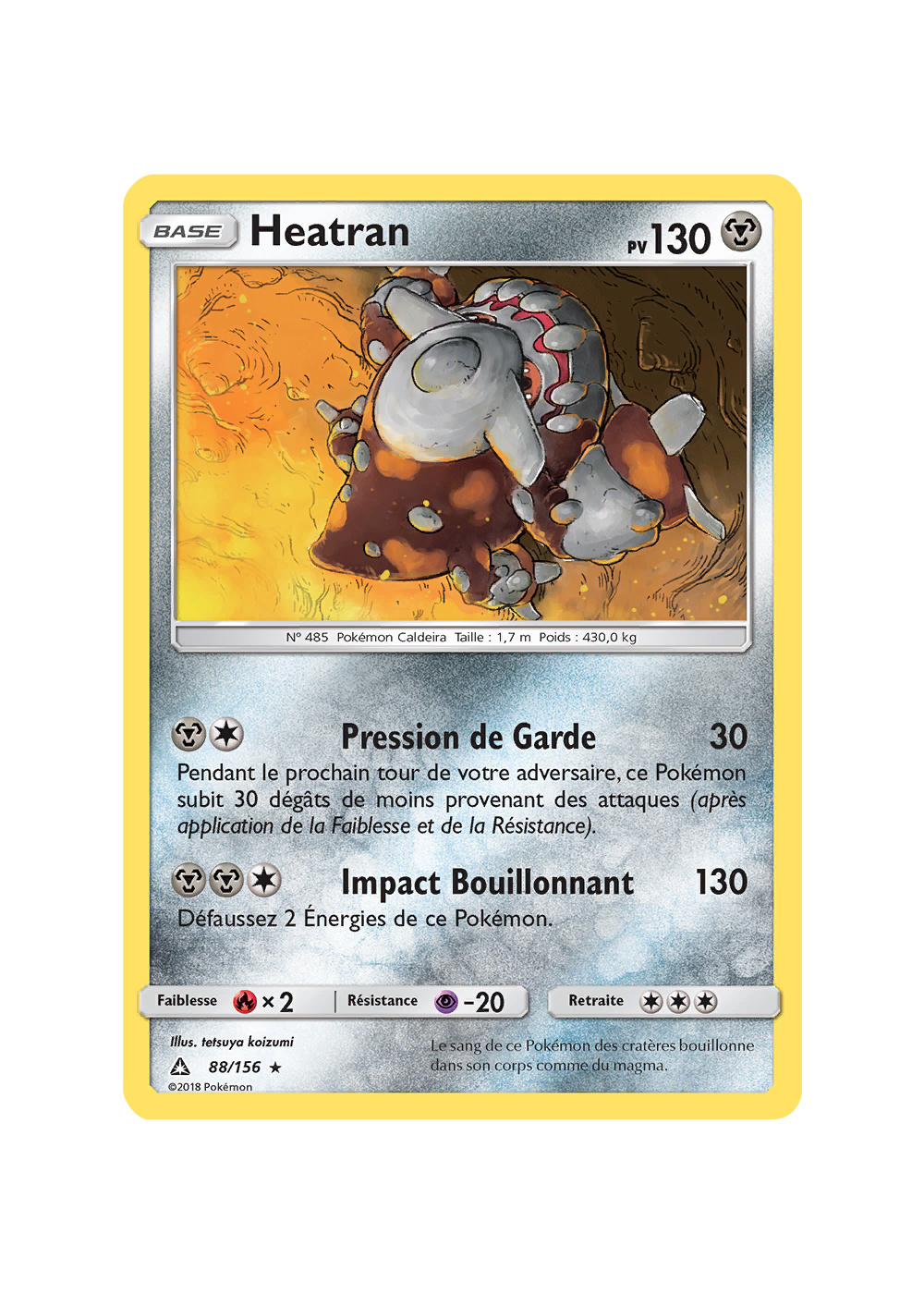 Carte Pokémon Heatran 88/156 Holographique Ultra-Prisme