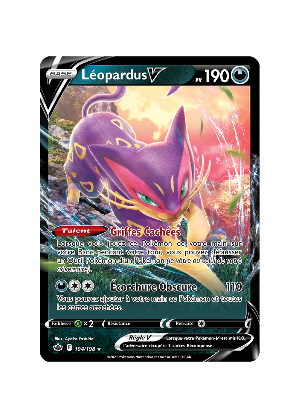 Carte Pokémon Léopardus-V 104/198 Ultra Rare Règne de Glace