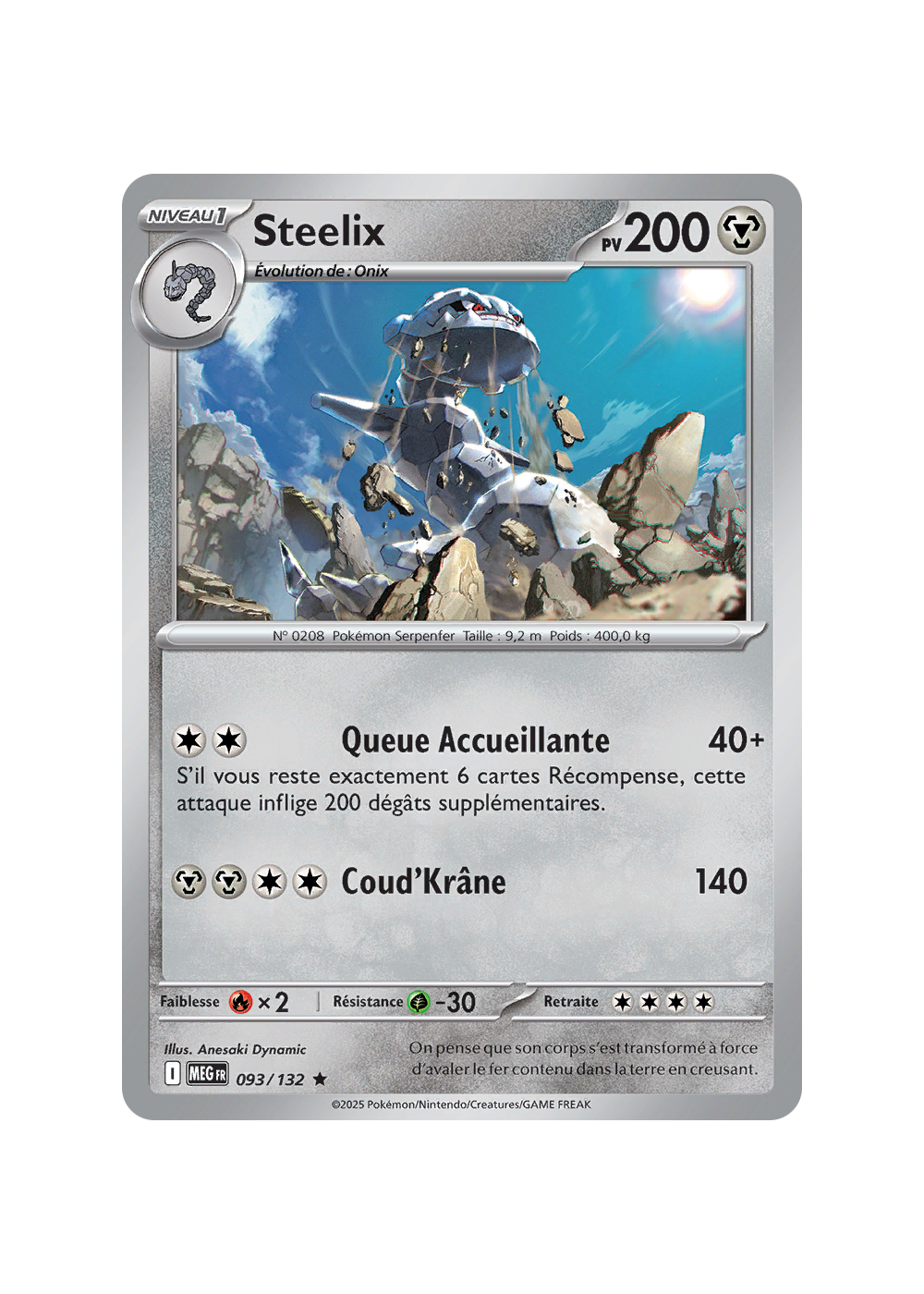Carte Pokémon Steelix 093/132 Holographique Méga-Évolution (JCC)