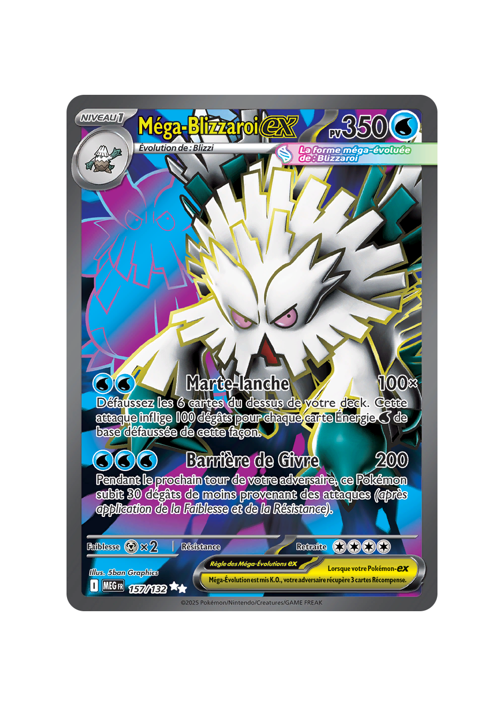 Carte Pokémon Méga-Blizzaroi-ex 157/132 Ultra rare Méga-Évolution (JCC)