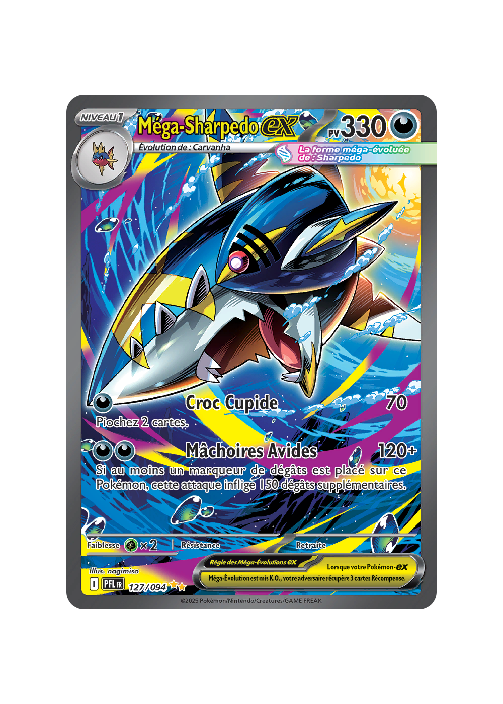 Carte Pokémon Méga-Sharpedo-ex 127/094 Alternative Flammes Fantasmagoriques